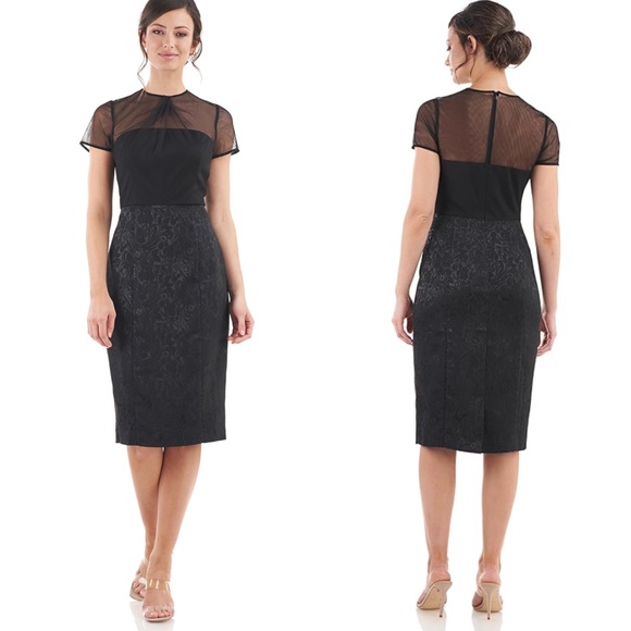 JS Collections | Dresses | New Js Collections Black Kayla Illusion Yoke ...
